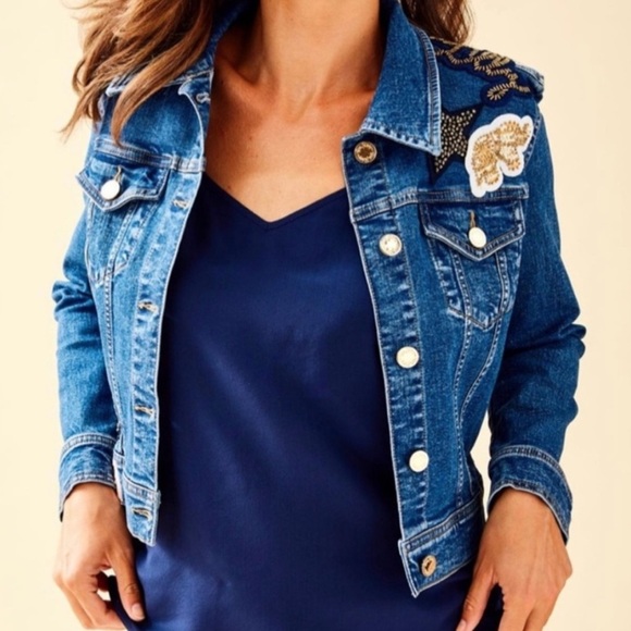 Lilly Pulitzer | Jackets & Coats | Lilly Pulitzer Seaspray Denim Jacket ...
